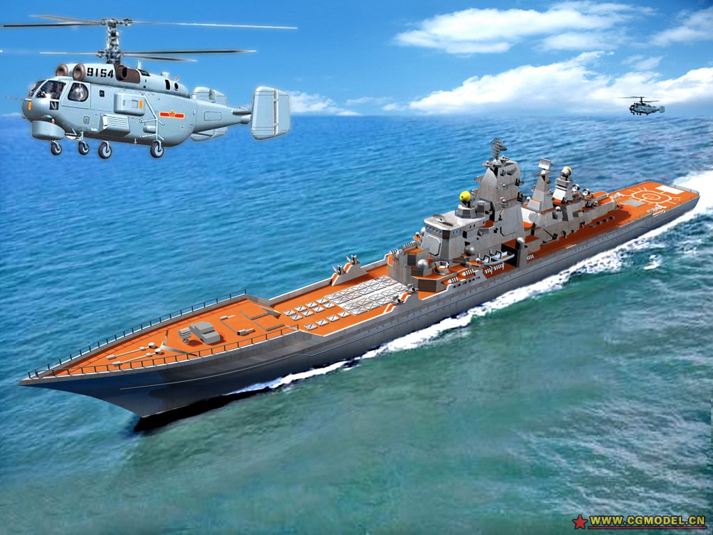 谁为中国航母护航？-————呵呵，055A级巡洋舰下水模型 - 角色/人物/生物 - 作品模型 - CG模型网