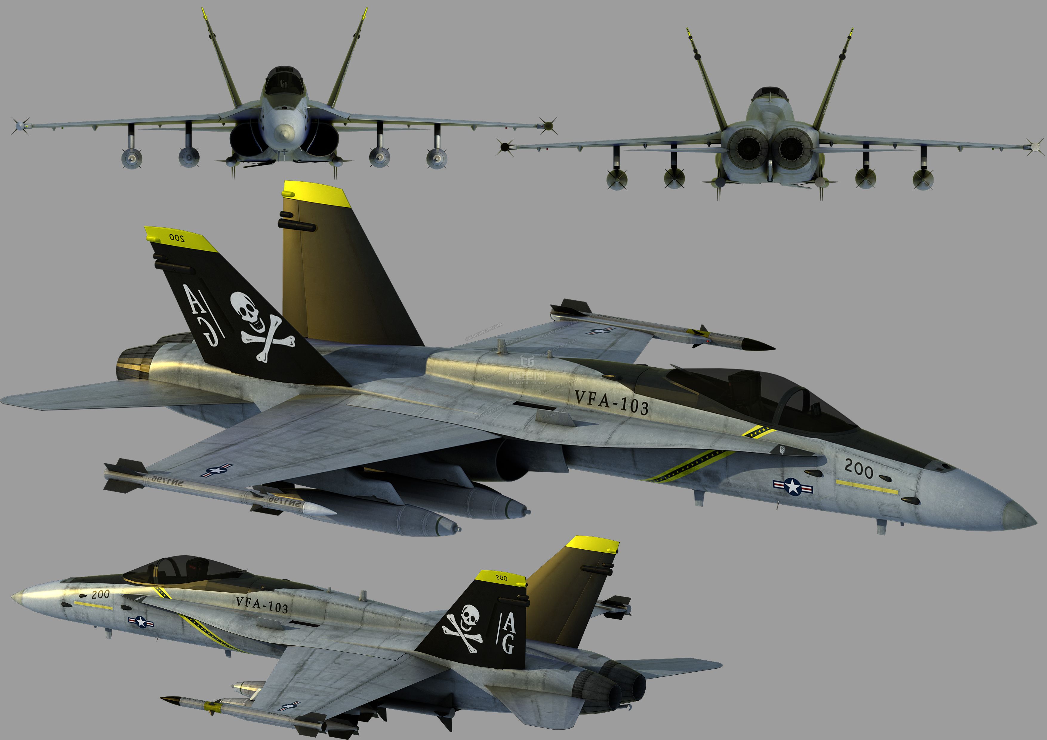 f18舰载型战斗机 F-18大黄蜂模型-冷兵器模型库-模型下载-cg模型网