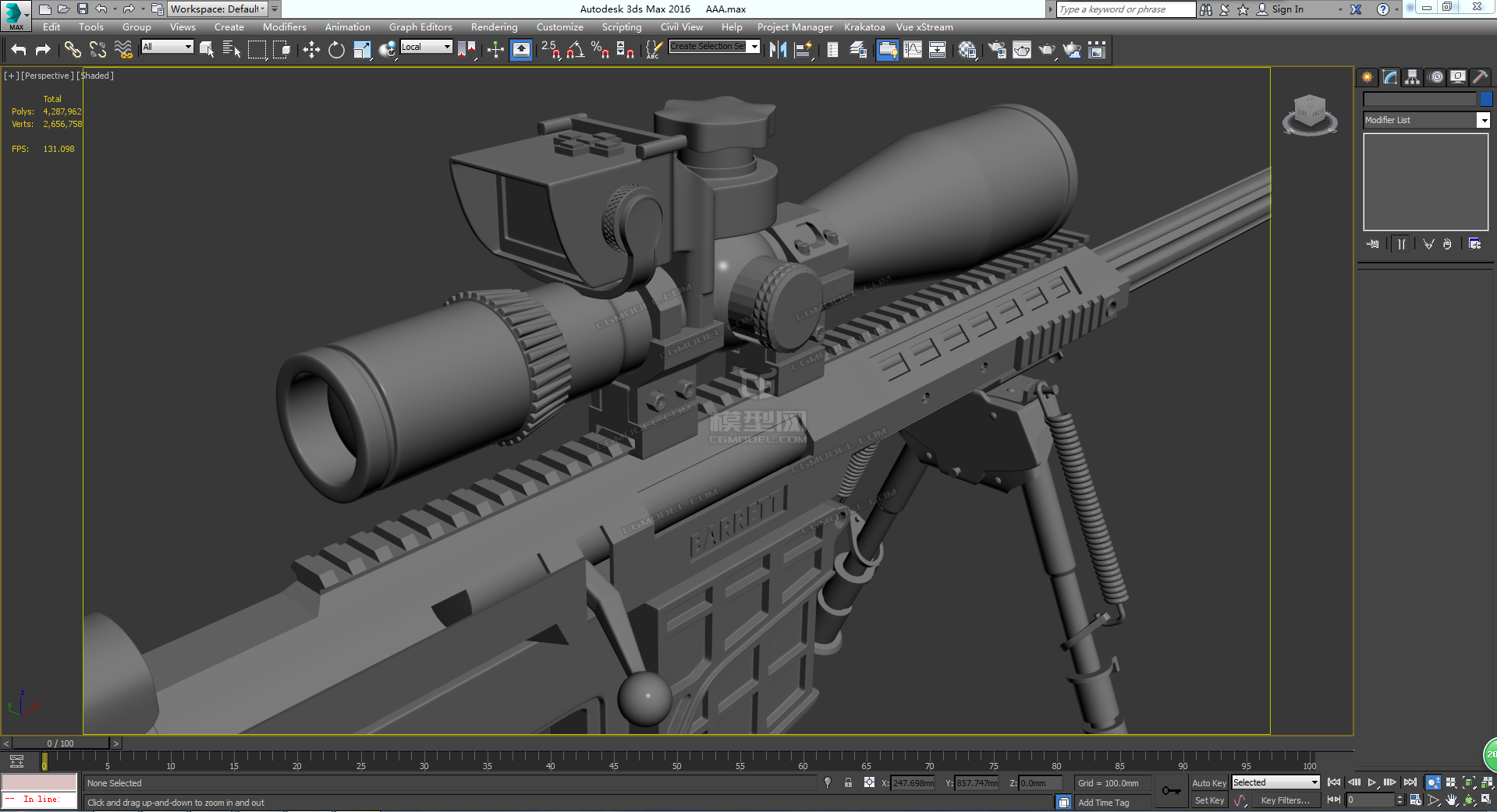 巴雷特M98b狙击步枪模型-冷兵器模型库-模型下载-cg模型网