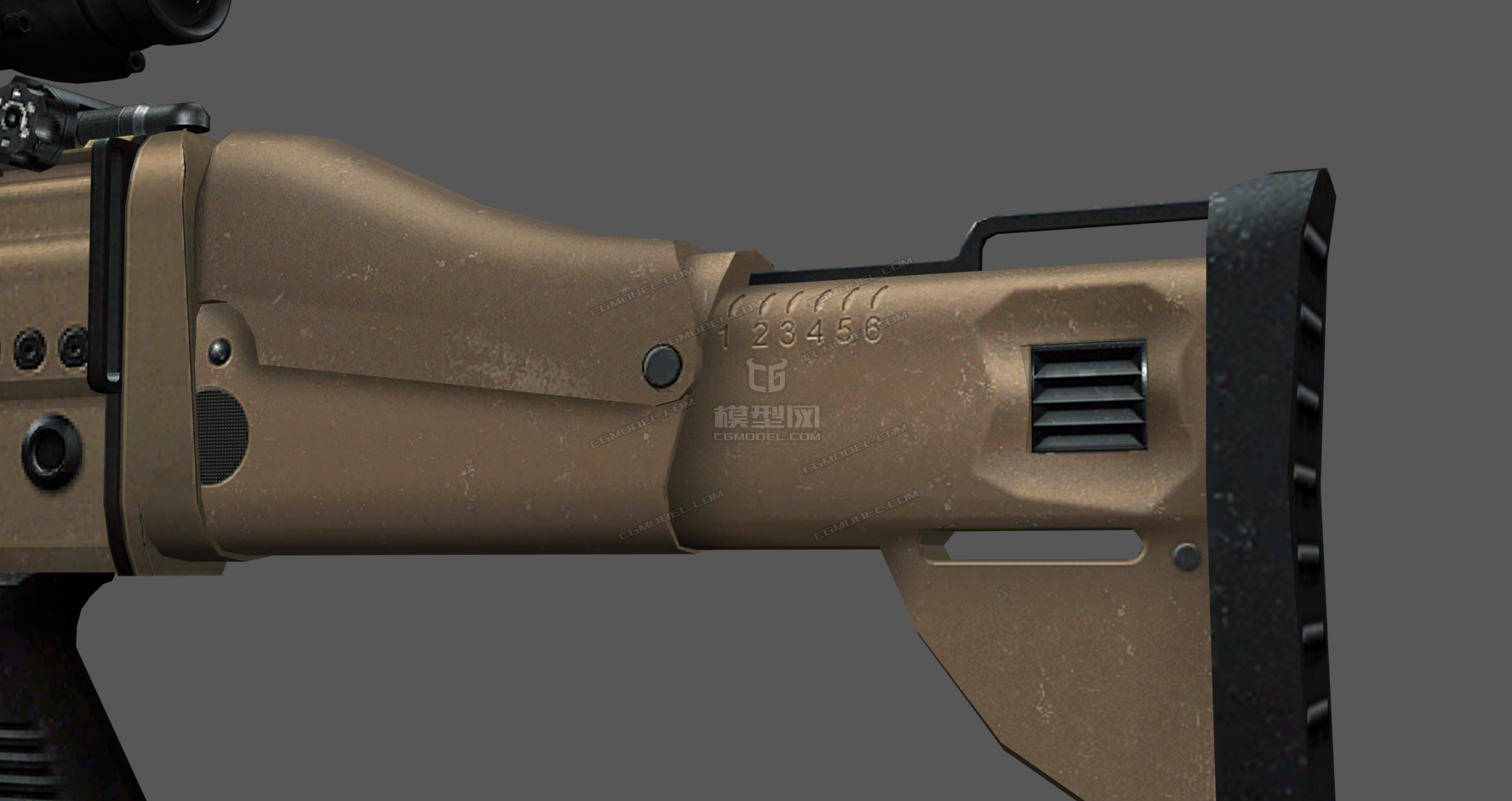 SCAR-L战术版自动步枪 ACOG瞄准镜模型-冷兵器模型库-模型下载-cg模型网