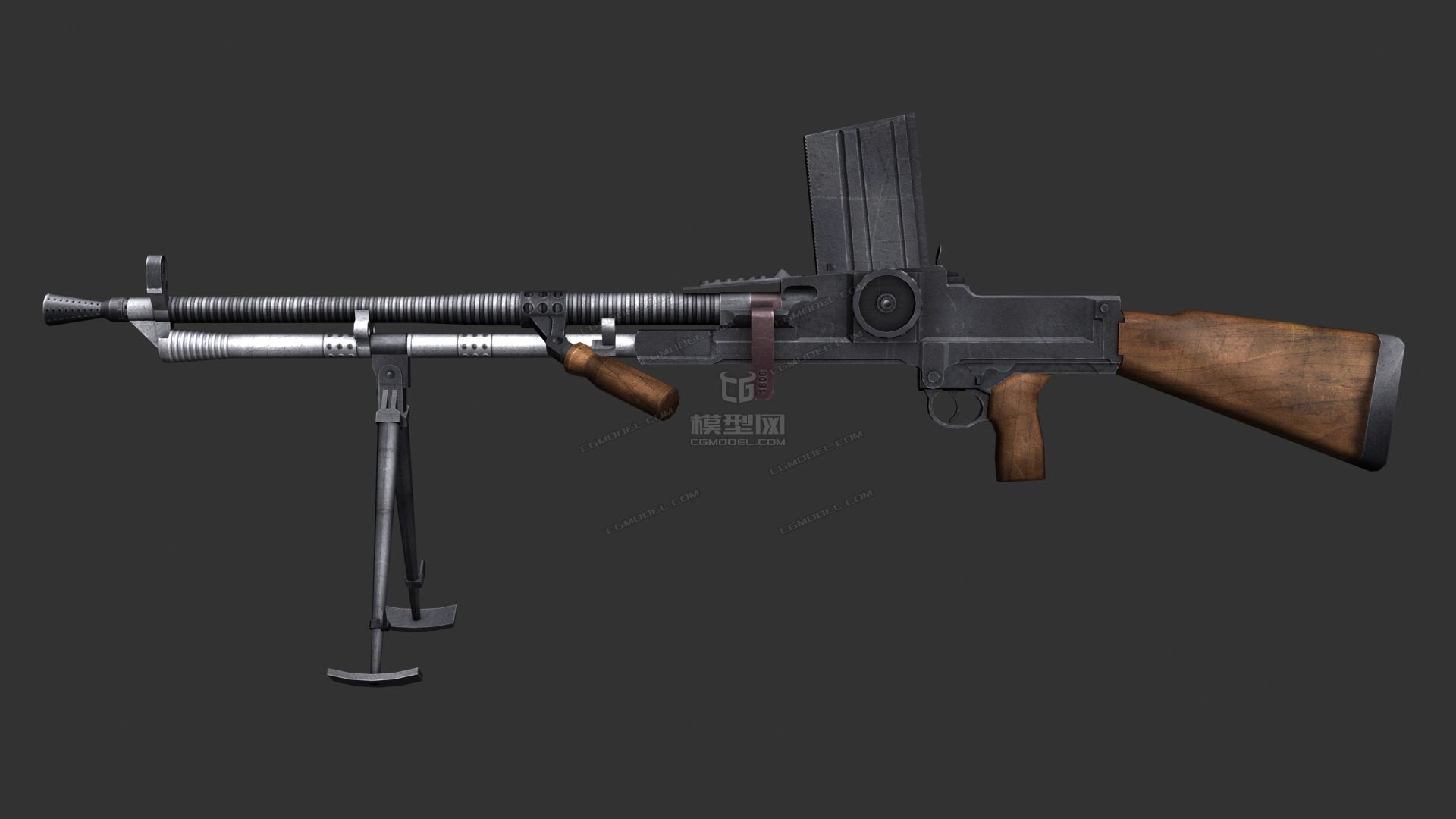 抗战国民党 八路军ZB26“捷克造”轻机枪模型-枪械模型模型库-3ds Max(.max)模型下载-cg模型网