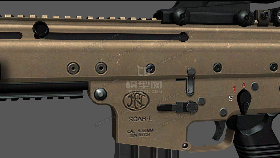 SCAR-L战术版自动步枪 ACOG瞄准镜模型-冷兵器模型库-模型下载-cg模型网