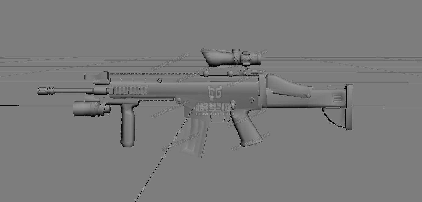 SCAR-L战术版自动步枪 ACOG瞄准镜模型-冷兵器模型库-模型下载-cg模型网