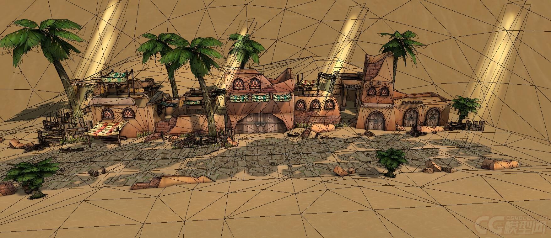 unity3D资源 沙漠小镇 Q版横版手_boo10620作品_场景自然场景场景自然场景_cg模型网