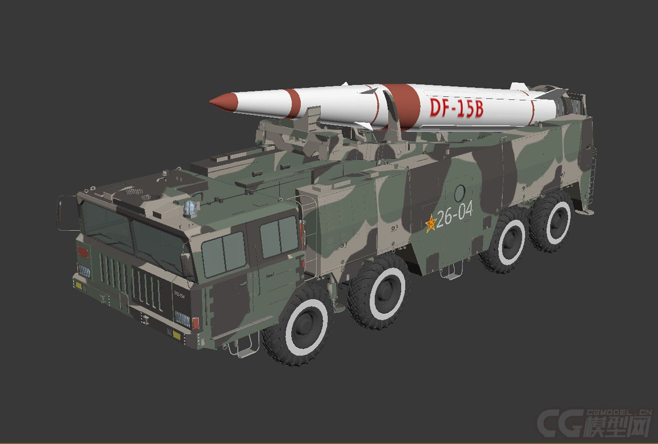 东风DF-15B短程弹道导弹车 装甲车模型-冷兵器模型库-模型下载-cg模型网