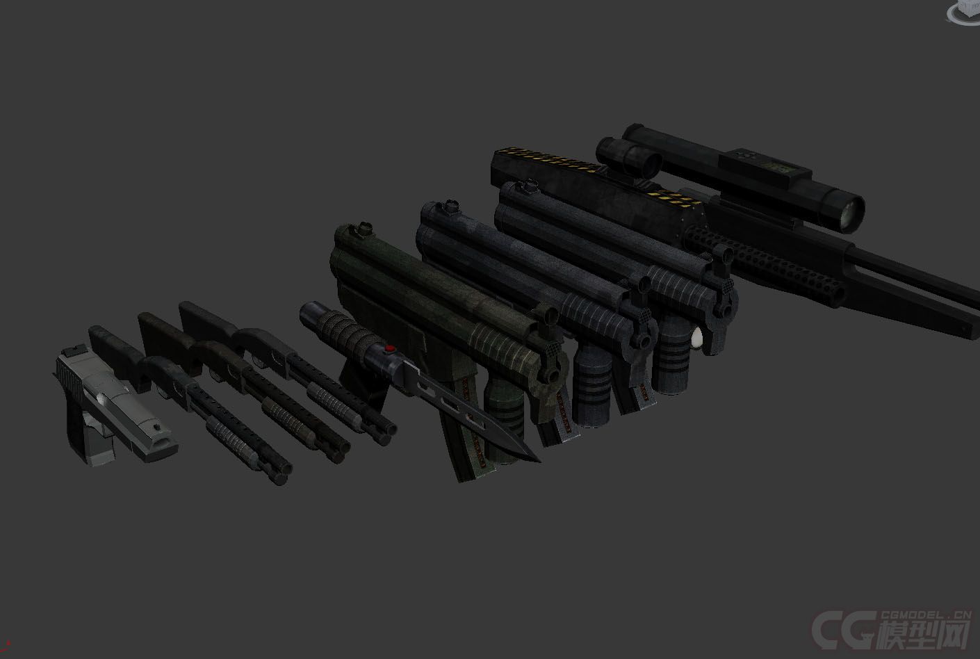 多款军事枪械（散弹枪 弹道刀模型-枪械模型模型库-3ds Max(.max)模型下载-cg模型网
