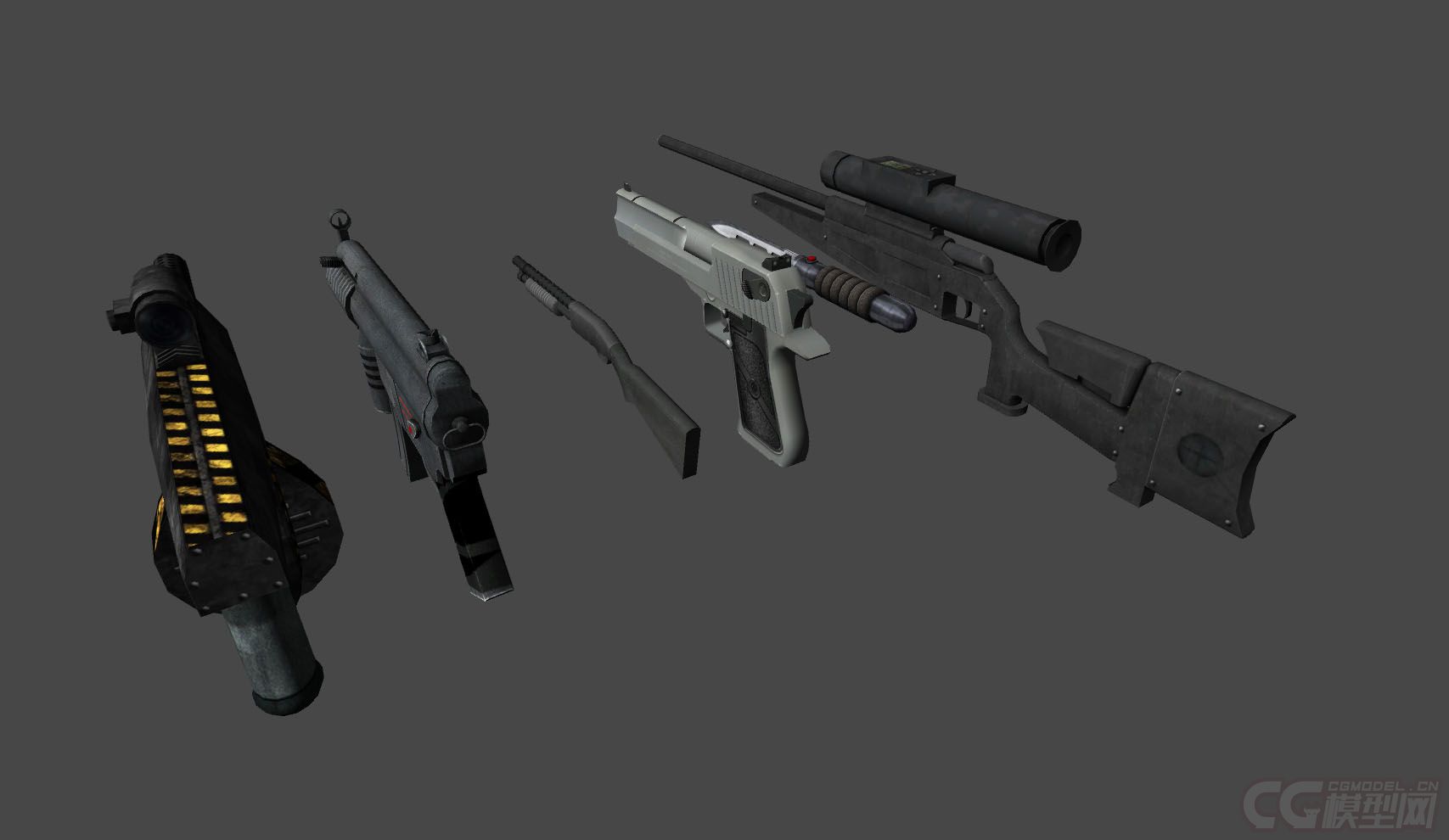 多款军事枪械（散弹枪 弹道刀模型-枪械模型模型库-3ds Max(.max)模型下载-cg模型网