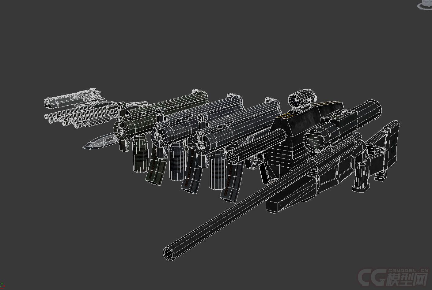 多款军事枪械（散弹枪 弹道刀模型-枪械模型模型库-3ds Max(.max)模型下载-cg模型网