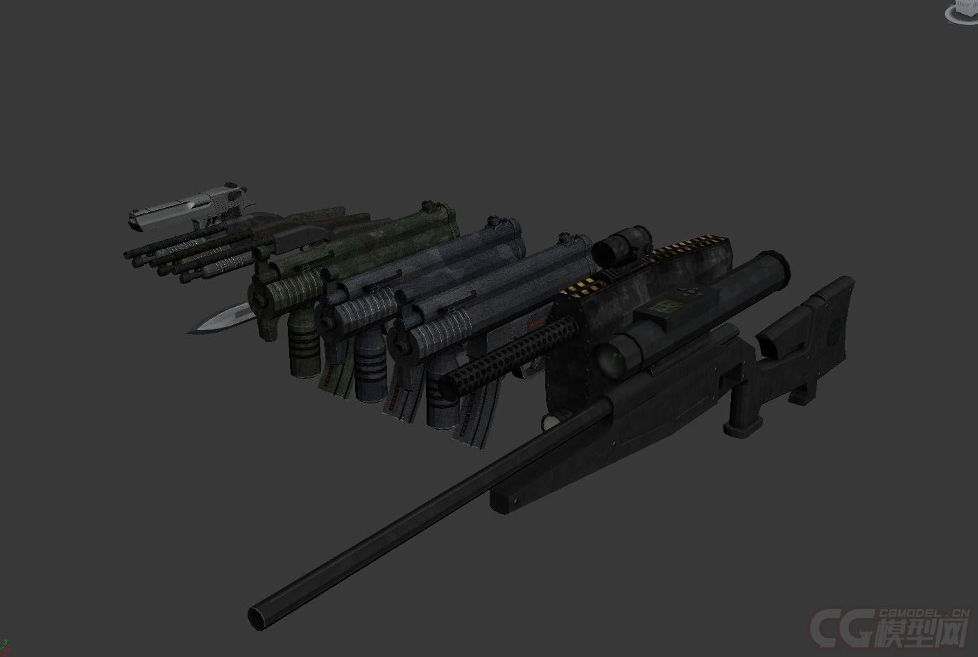 多款军事枪械（散弹枪 弹道刀模型-枪械模型模型库-3ds Max(.max)模型下载-cg模型网