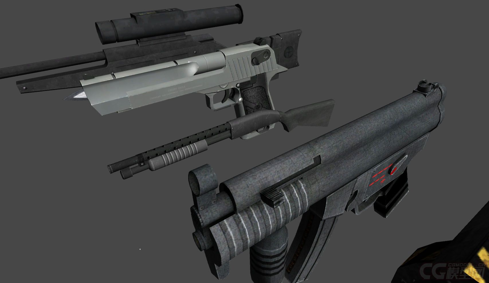 多款军事枪械（散弹枪 弹道刀模型-枪械模型模型库-3ds Max(.max)模型下载-cg模型网