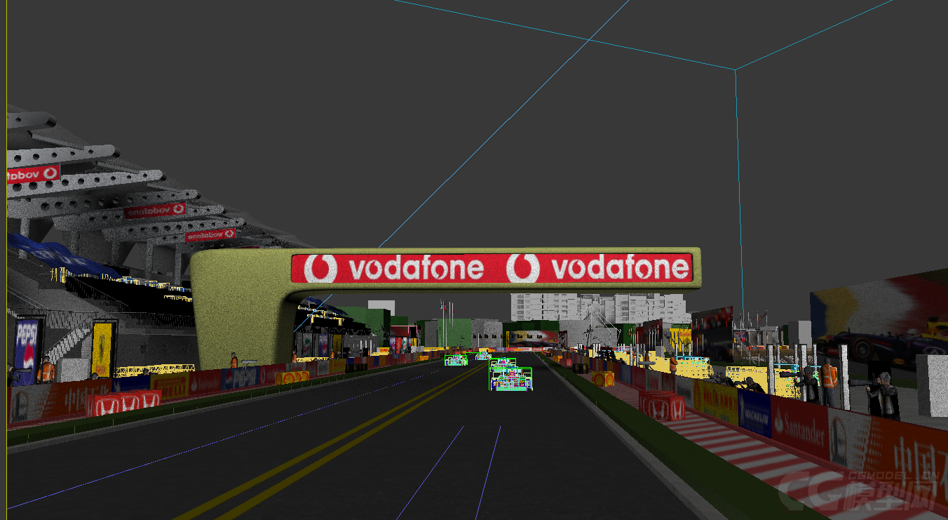 赛车场卡丁车跑道F1赛车广告跑道 体育场看台观众人记者赛车有模型-自然场景模型库-模型下载-cg模型网