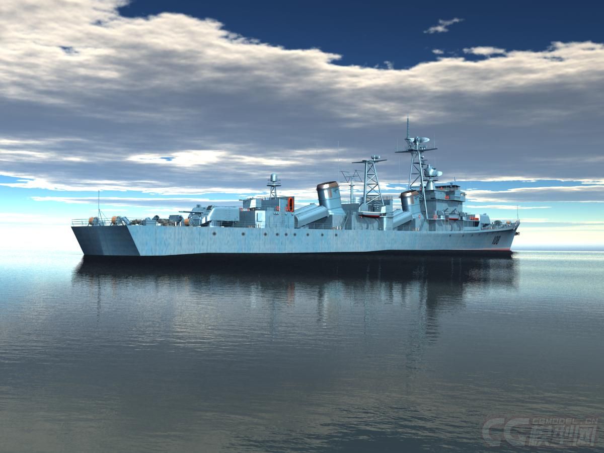 中国海军051D型导弹驱逐舰108西宁号模型模型-军舰模型库-3ds Max(.max)模型下载-cg模型网