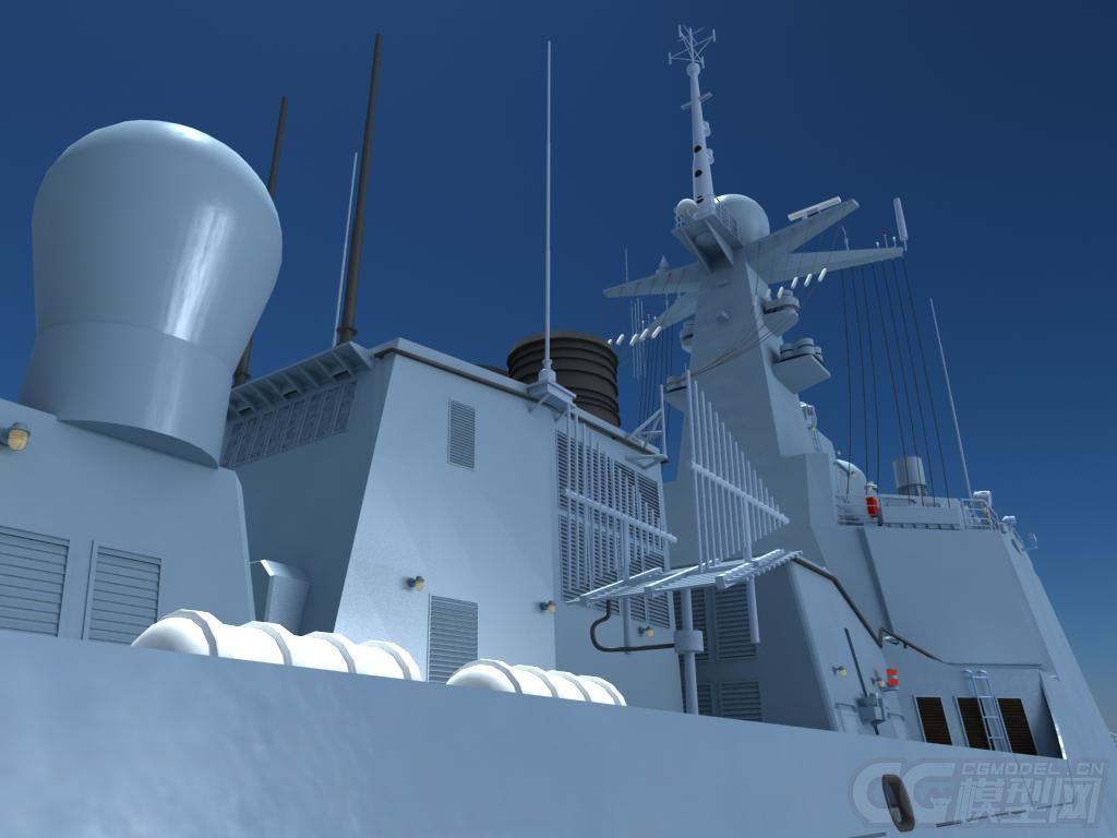 中国海军052D导弹驱逐舰模型-军舰模型库-3ds Max(.max)模型下载-cg模型网