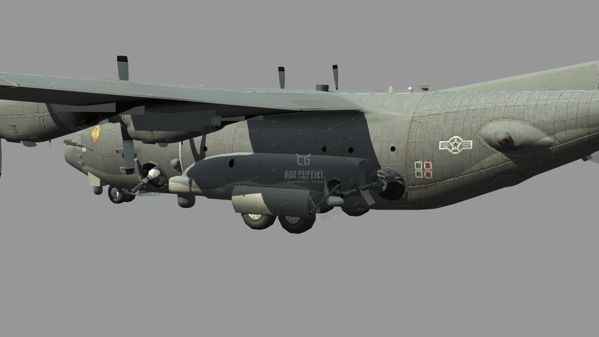 美国AC-130 AC130模型-军用飞机模型库-3ds Max(.max)模型下载-cg模型网