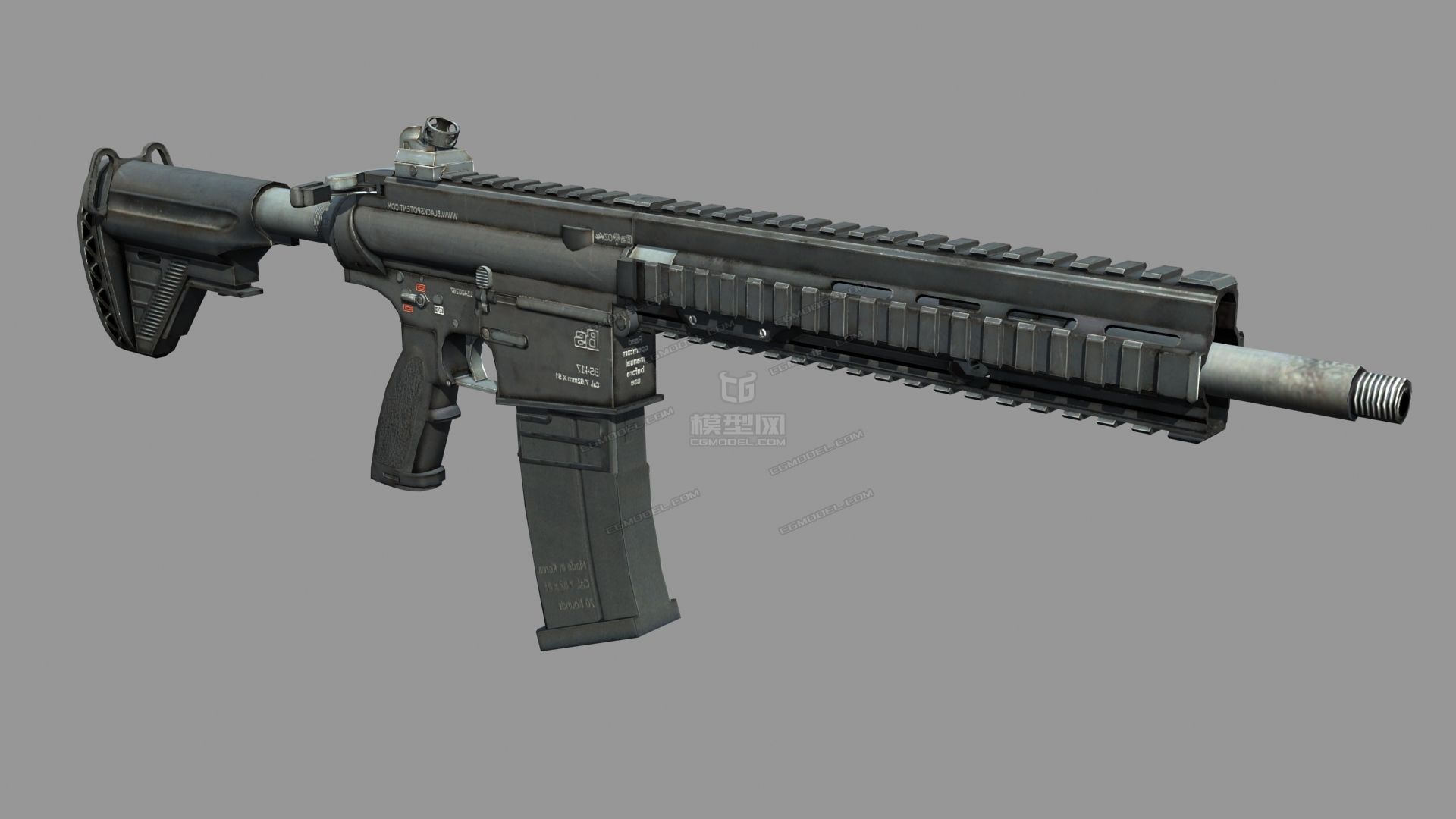 HK417突击步枪HK417自动步枪模型-枪械模型模型库-3ds Max(.max)模型下载-cg模型网