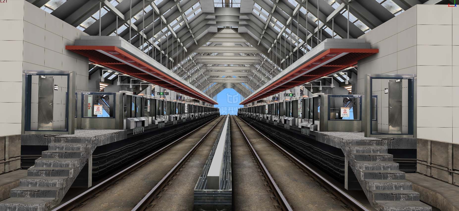 成都2号线大面铺地铁站（Multigen Creator）模型-自然场景模型库-模型下载-cg模型网