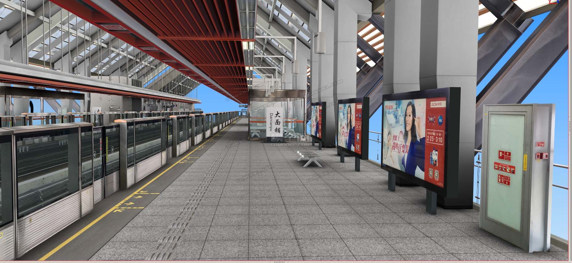 成都2号线大面铺地铁站（Multigen Creator）模型-自然场景模型库-模型下载-cg模型网
