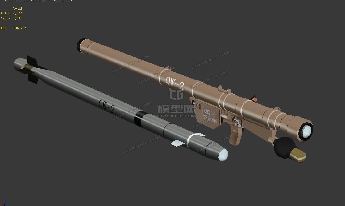 中国前卫-2 QW-2单兵防空导弹模型-火炮器械模型库-OBJ(.obj/.mtl)模型下载-cg模型网