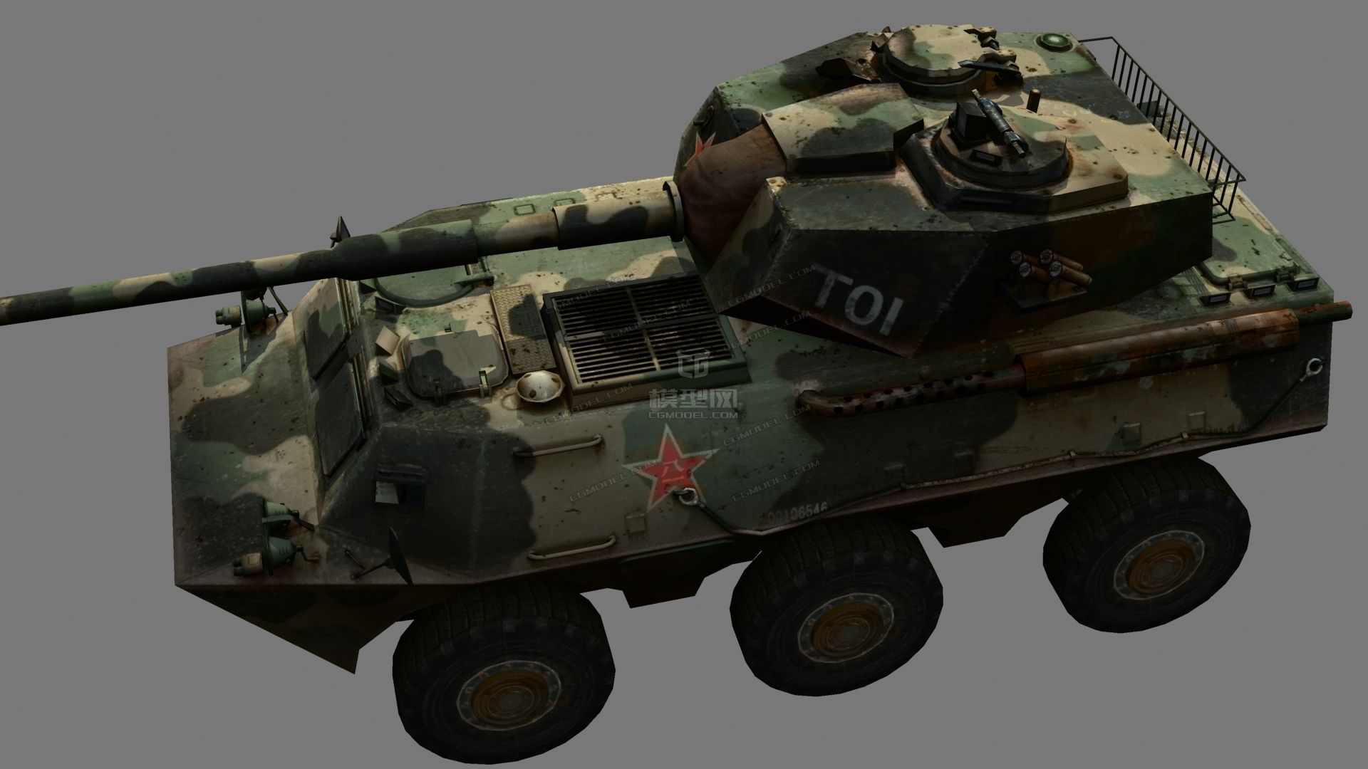 WZ551 89式轮式装甲车运兵车120毫米自行迫击炮模型-火炮器械模型库-3ds Max(.max)模型下载-cg模型网