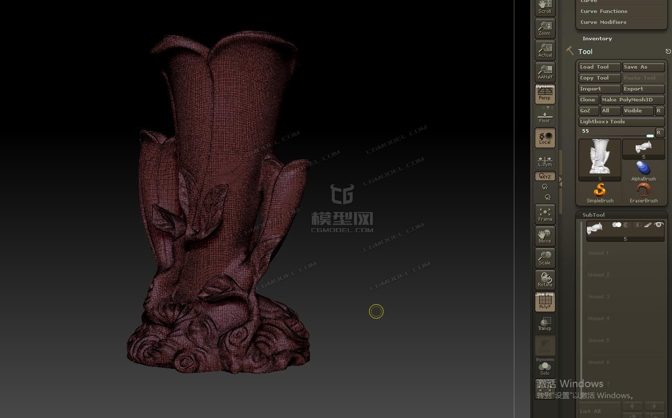 DUbf用于翻模雕塑或3d打印 插花 瓶子 木质花瓶 花瓶 模型-文物器皿模型库-OBJ(.obj/.mtl)模型下载-cg模型网