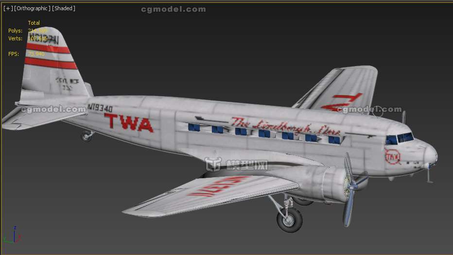 Douglas DC2模型-客机/民用飞机模型库-OBJ(.obj/.mtl)模型下载-cg模型网