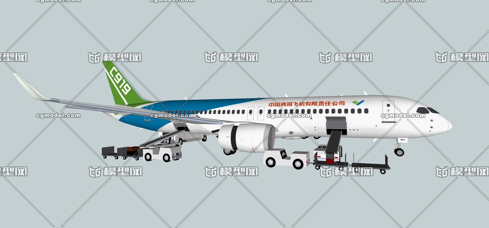 C919 准确版模型-客机/民用飞机模型库-3ds Max(.max)模型下载-cg模型网