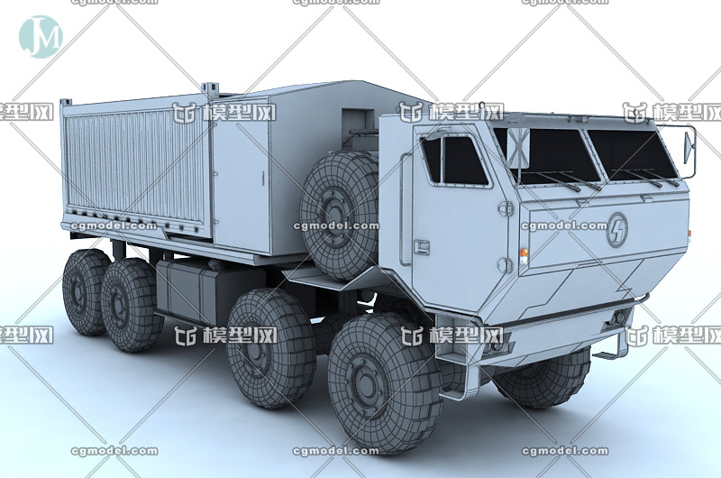 陕汽解放军三代8X8重型战术军车(HMV3)模型-装甲车／坦克模型库-3ds Max(.max)模型下载-cg模型网