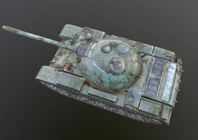 破旧的前中国陆军T59主战坦克ZTZ59 59式主战坦克封存模型-装甲车／坦克模型库-FBX(.fbx)模型下载-cg模型网