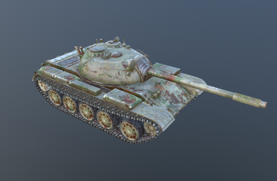 破旧的前中国陆军T59主战坦克ZTZ59 59式主战坦克封存模型-装甲车／坦克模型库-FBX(.fbx)模型下载-cg模型网