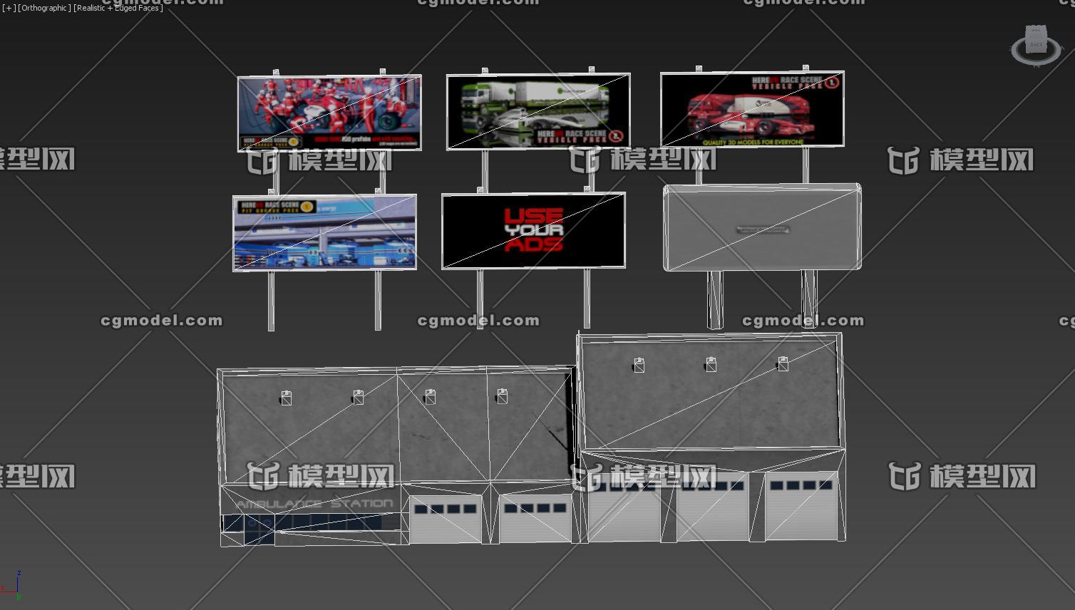 手绘广告牌 车房 停车房 房屋 房子 屋子 赛车场 仓库 模型-场景部件模型库-3ds Max(.max)模型下载-cg模型网