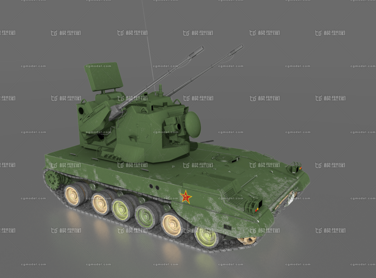中国PGZ-07式35mm自行高炮 野战防空模型-装甲车／坦克模型库-3ds Max(.max)模型下载-cg模型网