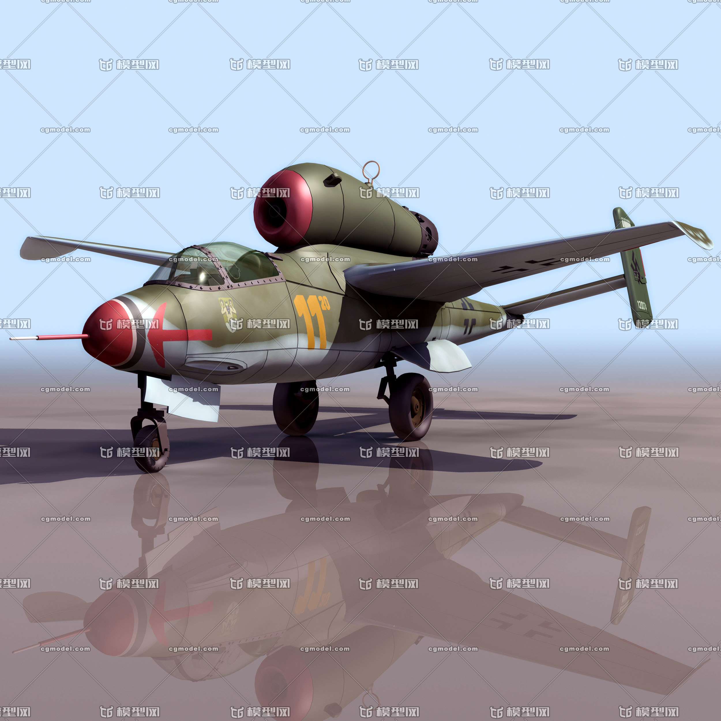 HE162模型-军用飞机模型库-3D Studio(.3ds)模型下载-cg模型网