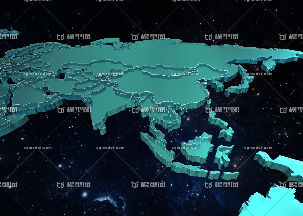 世界地图创意板块场景 世界地图模型-科幻场景模型库-3ds Max(.max)模型下载-cg模型网
