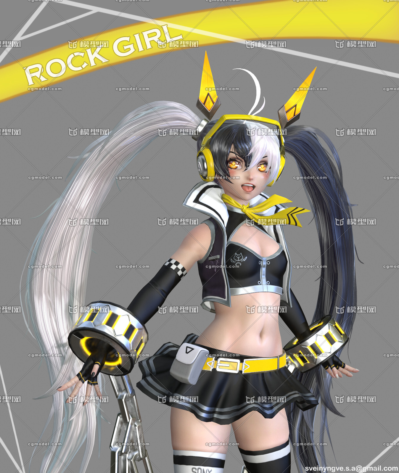 初音未来二次元模型模型-女人模型库-OBJ(.obj/.mtl)模型下载-cg模型网