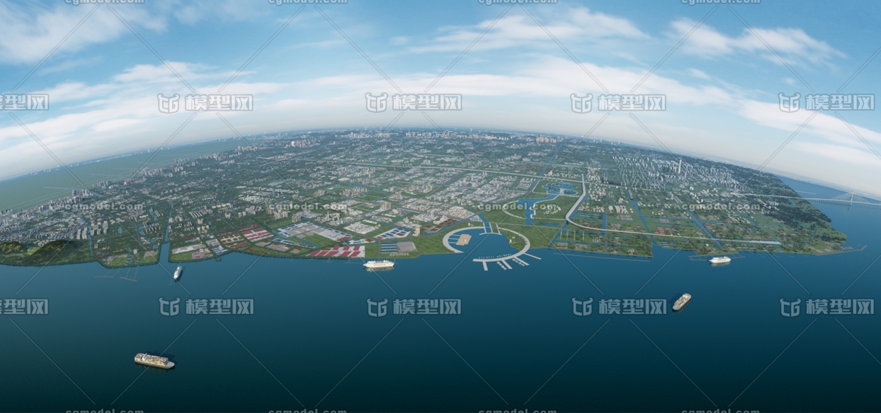 南通城市鸟瞰全景模型 现代场景模型库 3ds Maxmax模型下载 Cg模型网 8849