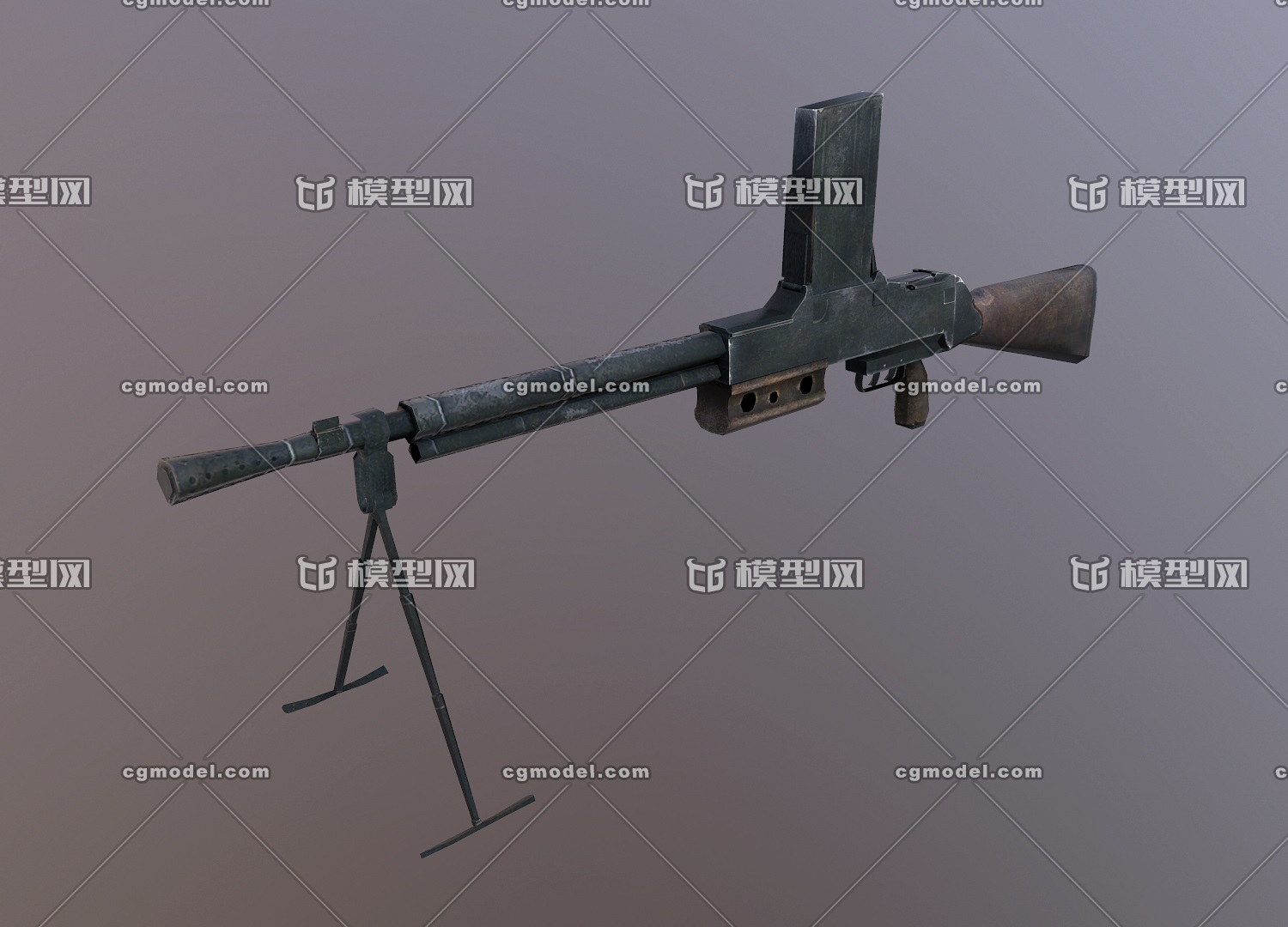 查特勒尔特M1924/29机枪 军事装备 一战武器 4模型-枪械模型模型库-FBX(.fbx)模型下载-cg模型网