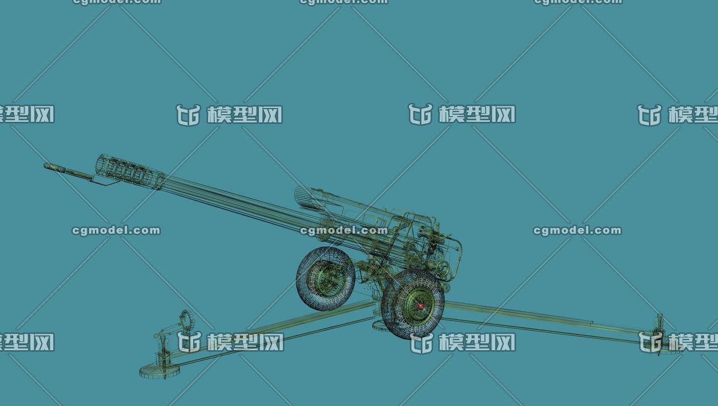 国产D30型122毫米榴弹炮 D-30大炮模型-火炮器械模型库-Maya(.ma/.mb)模型下载-cg模型网