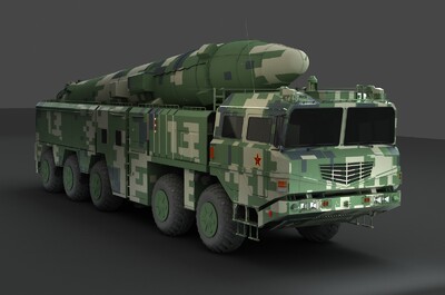 东风21D反舰弹道导弹 DF-21C模型-装甲车／坦克模型库-3ds Max(.max)模型下载-cg模型网
