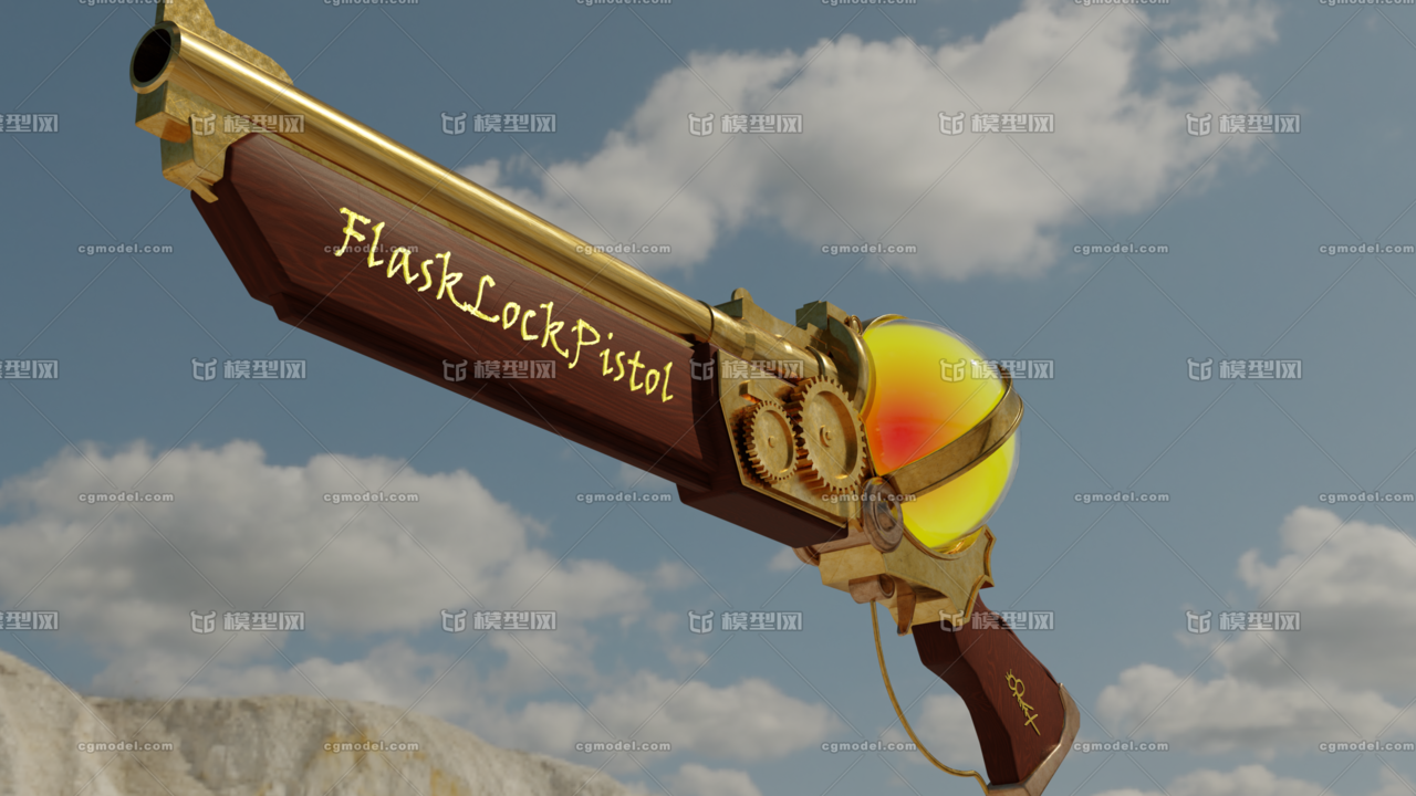 Flask Lock模型-枪械模型模型库-Blender(.blend)模型下载-cg模型网
