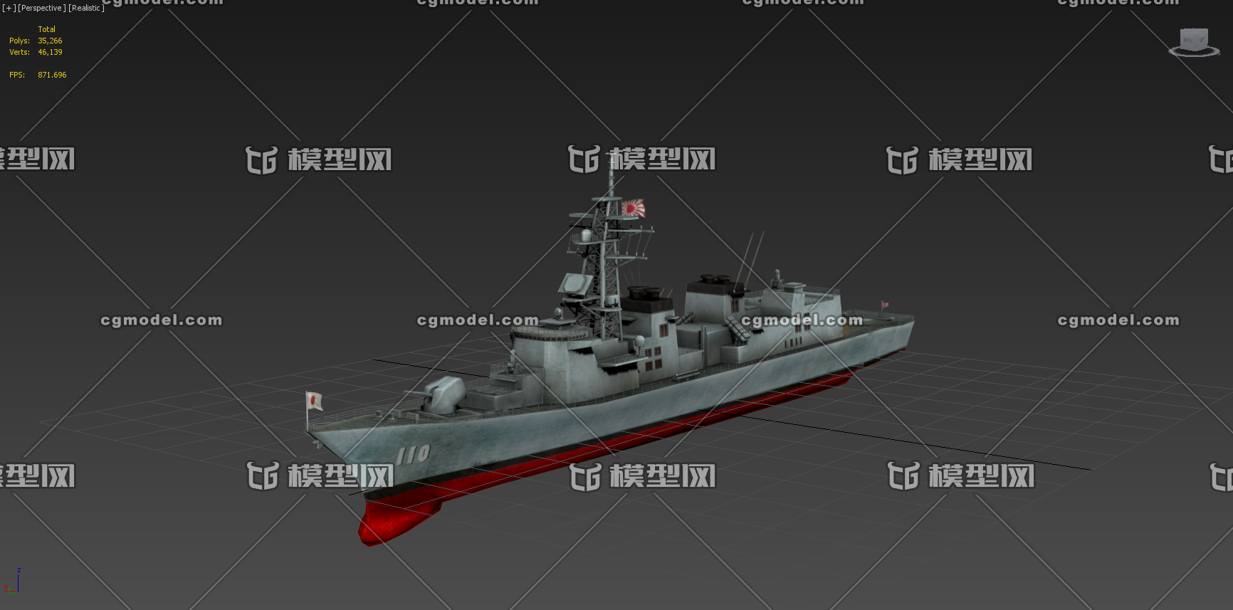 高波级驱逐舰 DD110模型-军舰模型库-3ds Max(.max)模型下载-cg模型网