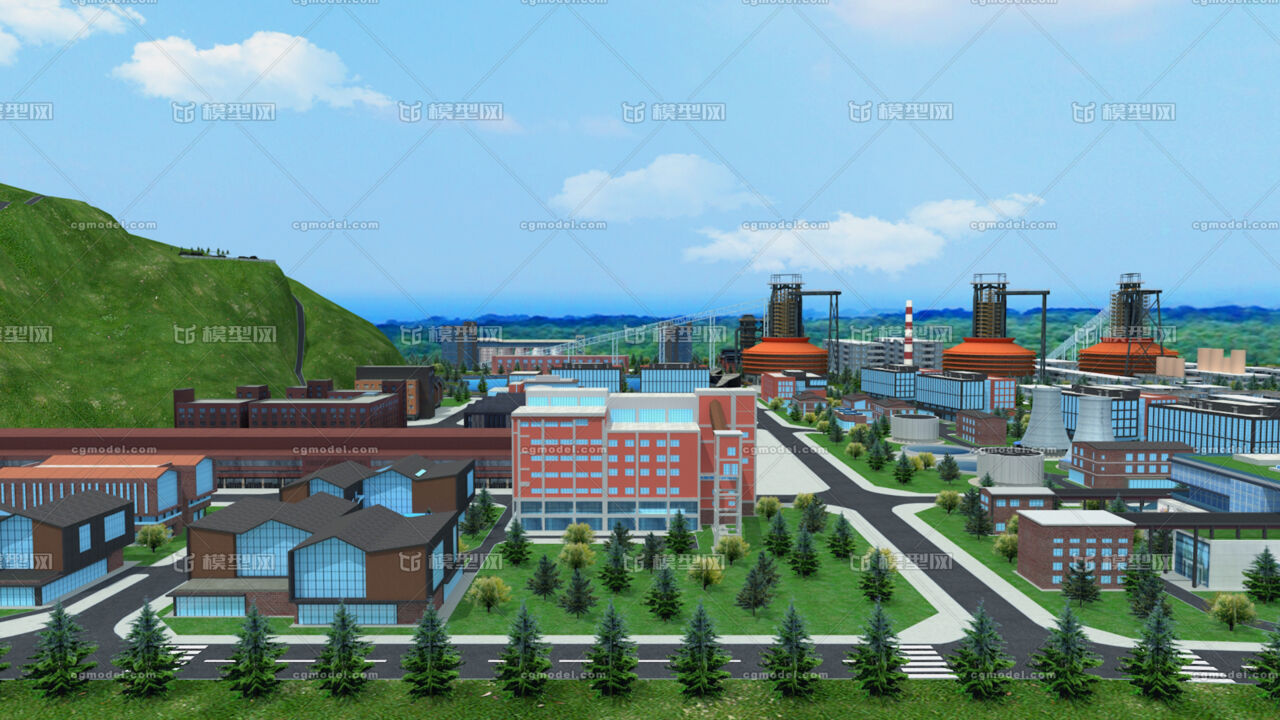 首都钢铁厂/首钢厂/首都钢铁/首钢集团/工厂/电厂/炼钢厂/模型-现代场景模型库-3ds Max(.max)模型下载-cg模型网