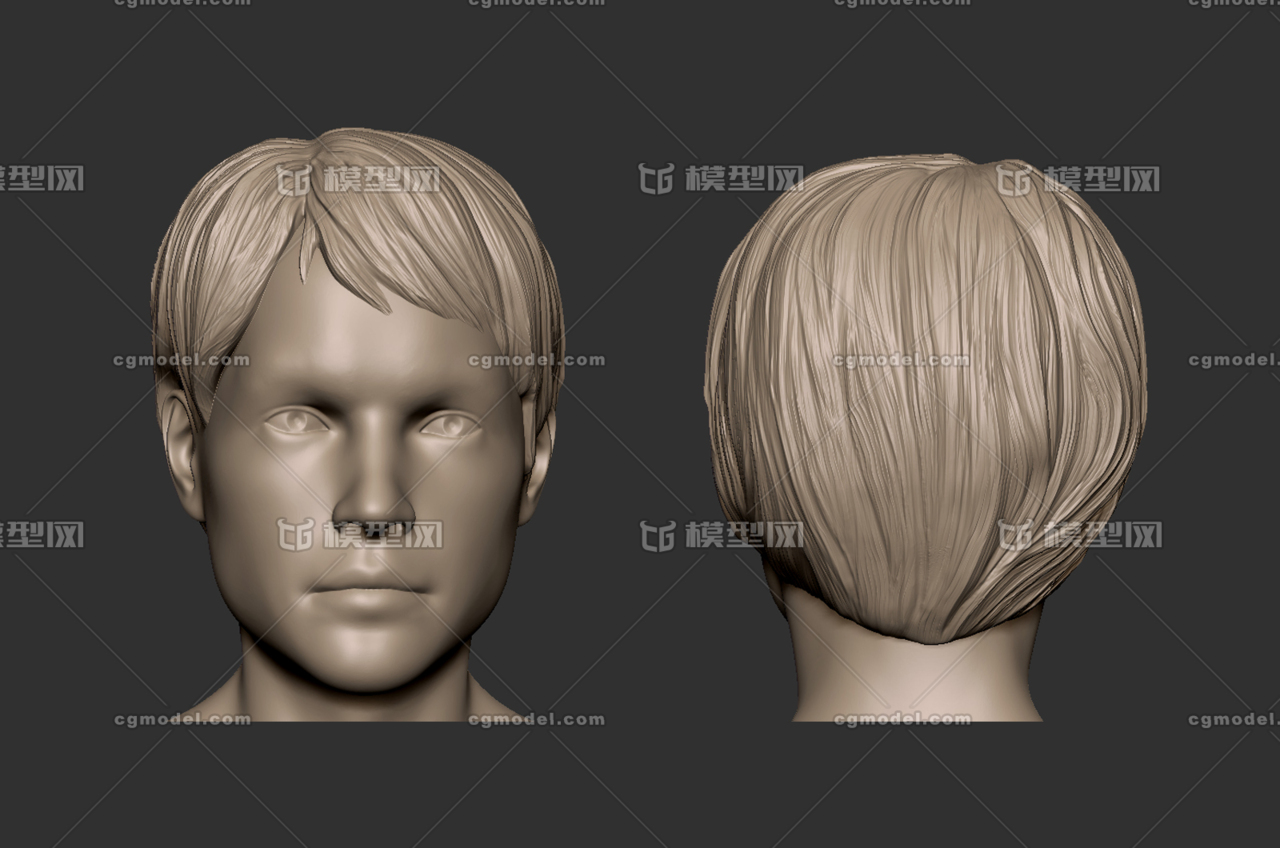 339 头发模型-男人模型库-Zbrush(.ztl/.zbp)模型下载-cg模型网