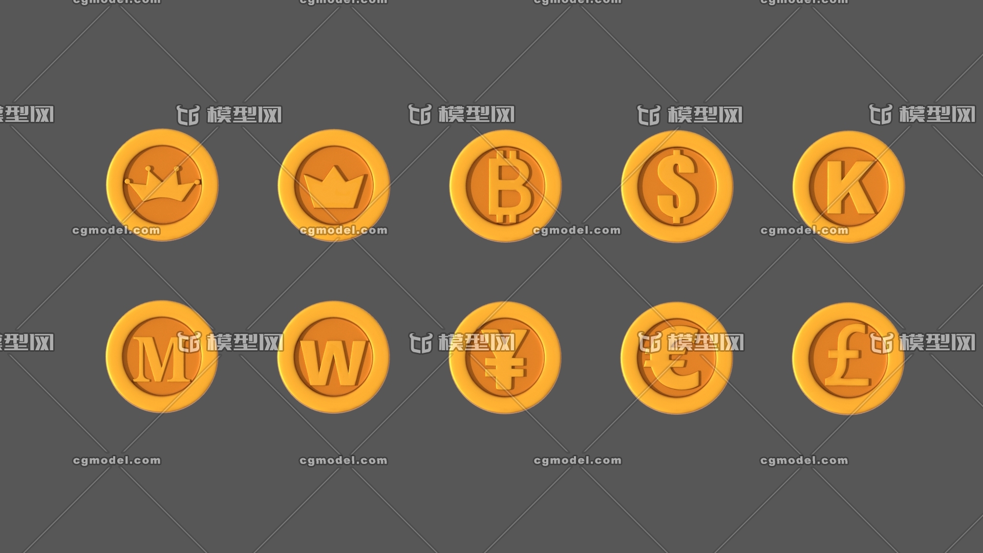 币 UI图标模型-场景部件模型库-Maya(.ma/.mb)模型下载-cg模型网