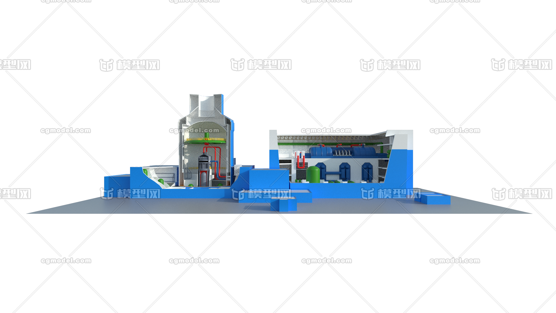 Ap1000核电站示意解剖模型模型-工业设备模型库-3ds Max(.max)模型下载-cg模型网