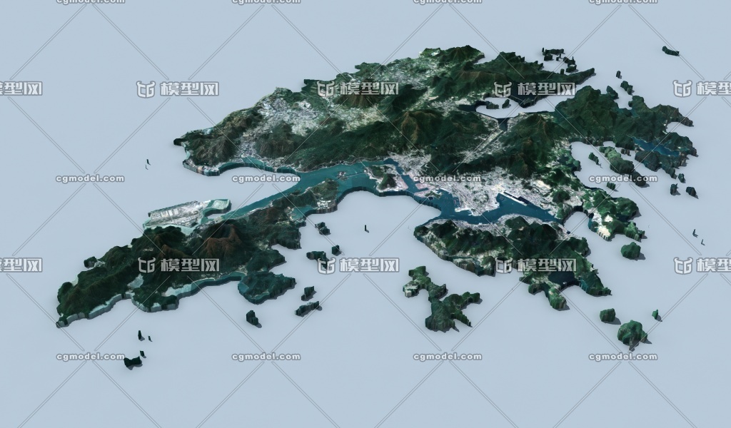 香港3d地形 香港地图模型-自然场景模型库-3ds Max(.max)模型下载-cg模型网