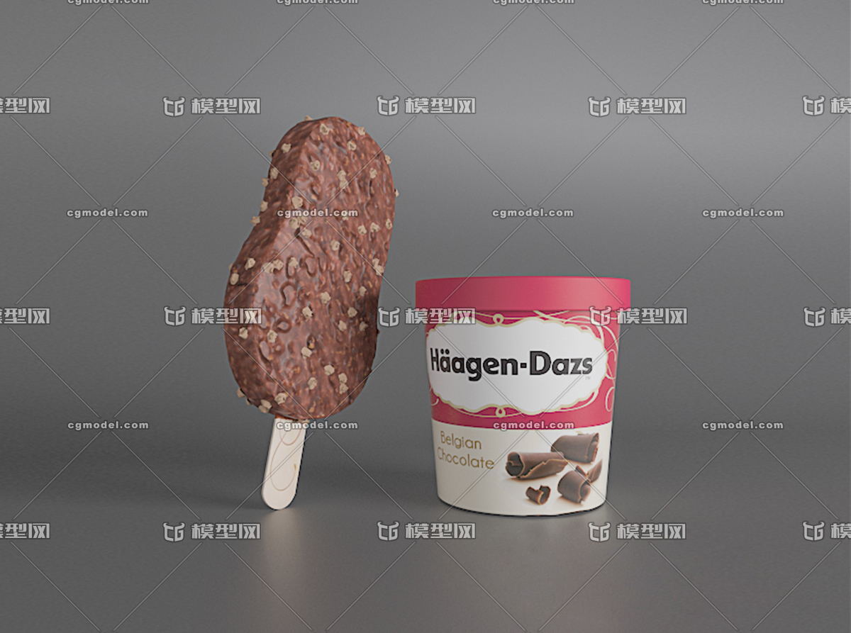 写实哈根达斯雪糕 Hagendazs模型-休闲零食模型库-OBJ(.obj/.mtl)模型下载-cg模型网