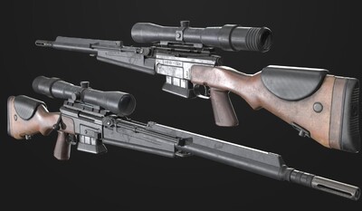 PBR次世代 FR-F2狙击枪模型-枪械模型模型库-OBJ(.obj/.mtl)模型下载-cg模型网