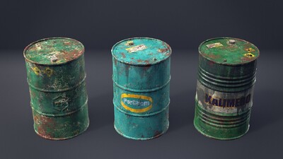 PBR 工业油桶模型-工业设备模型库-OBJ(.obj/.mtl)模型下载-cg模型网