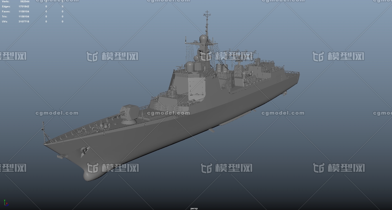 中国海军 052d模型-军舰模型库-Maya(.ma/.mb)模型下载-cg模型网