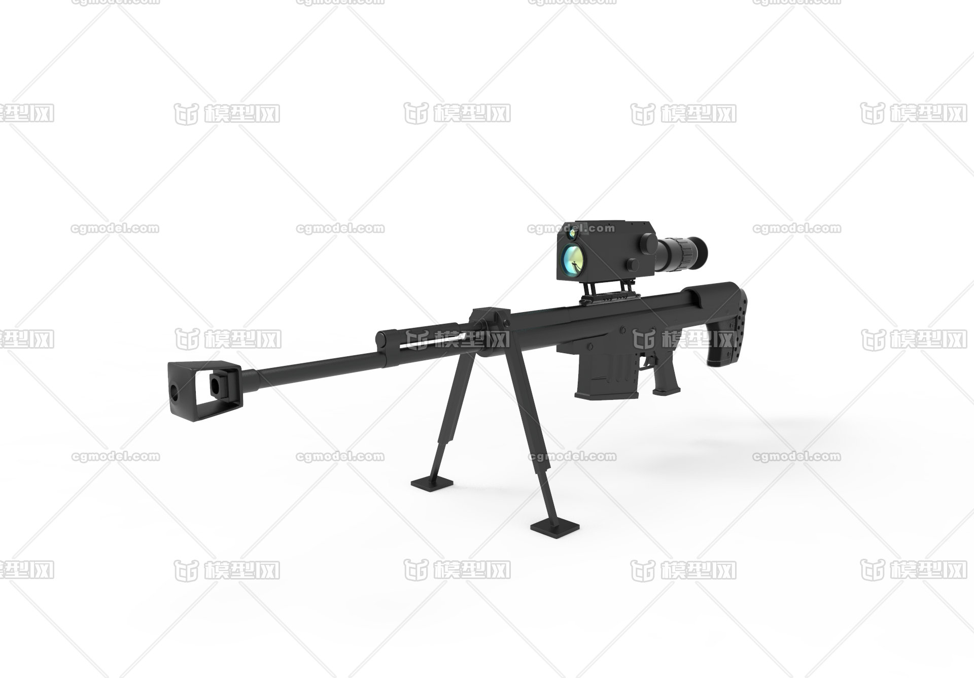 国产10式大狙 QBU-10模型-枪械模型模型库-OBJ(.obj/.mtl)模型下载-cg模型网